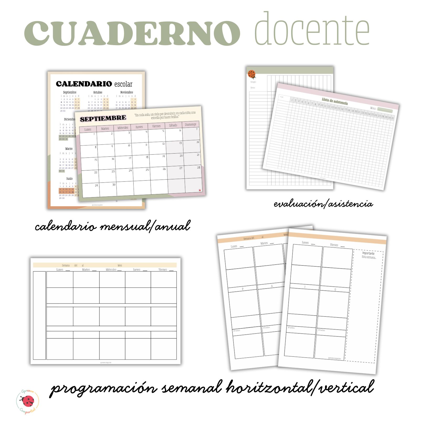 Cuaderno docente + Calendario de regalo (CAT/CAST) – Aprenem Compartint